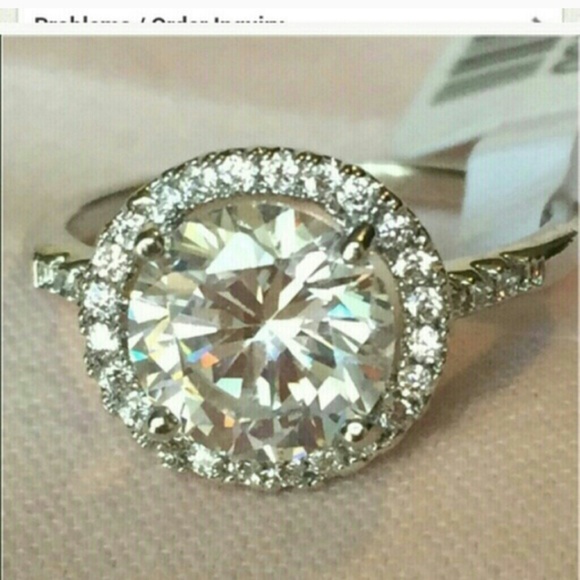 Jewelry | Auth 25 Ct Halo Silver S925 Diamond Cz Ring Stamp | Poshmark